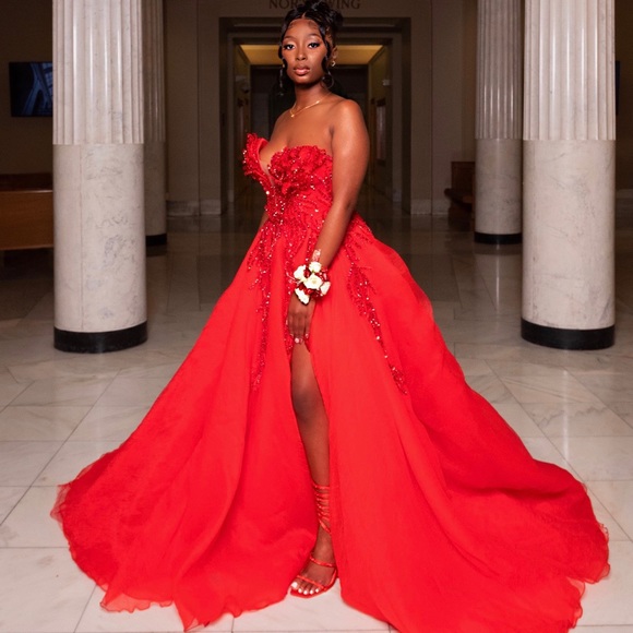 Dresses | Elegant Red Embellished Dress | Poshmark
